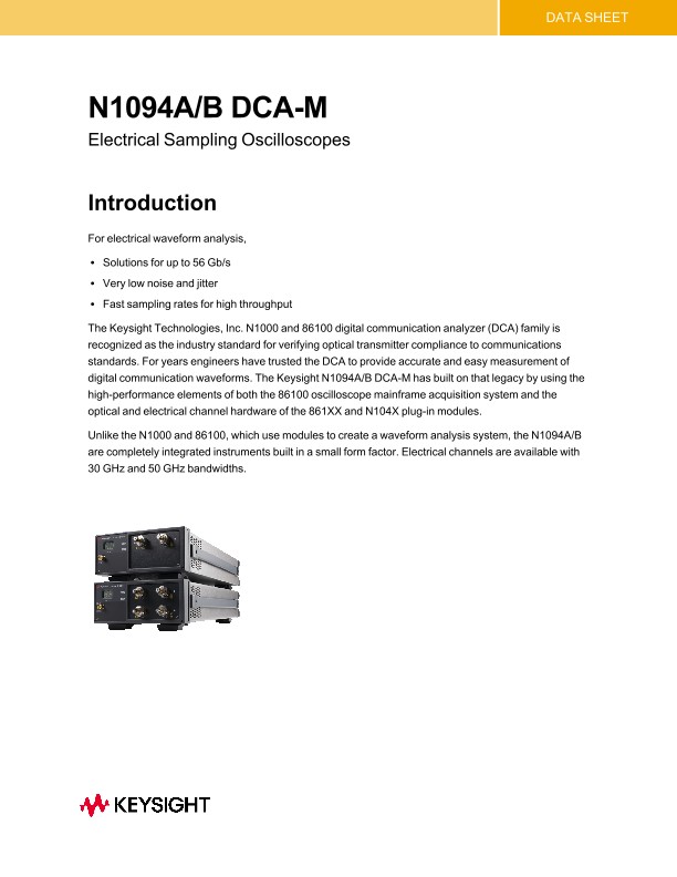 N1094A/B DCA-M PDF Asset Page | Keysight